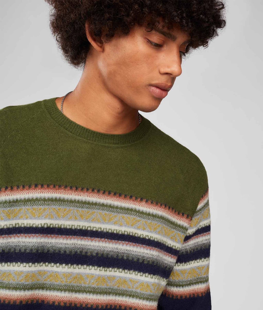 Chompa Jacquard Yoke Cuello Redondo – Patapampa Peru