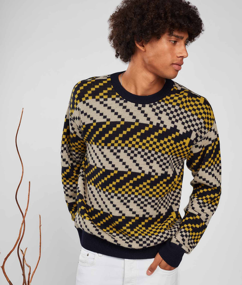 Chompa Jacquard Flash Cuello Redondo – Patapampa Peru